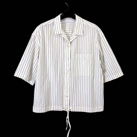 フレームワーク Framework 22SS ワッシャー ストライプ 裾ドロスト シャツ リネン コットン 半袖 ピンストライプ F アイボリー 黒 : ブランド古着販売のベクトル - 通販 ...