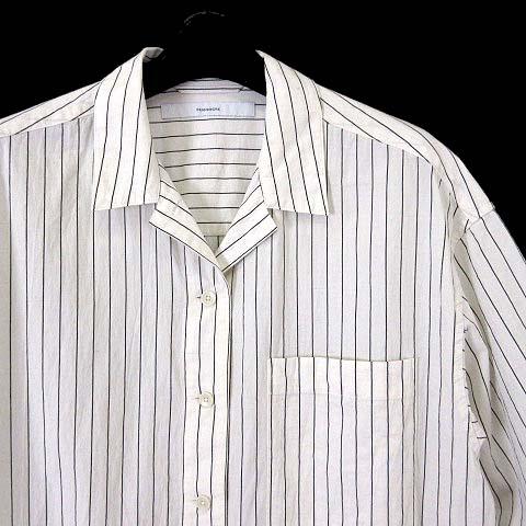 フレームワーク Framework 22SS ワッシャー ストライプ 裾ドロスト シャツ リネン コットン 半袖 ピンストライプ F アイボリー 黒 : ブランド古着販売のベクトル - 通販 ...