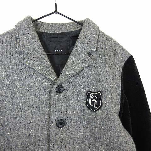 ベベ bebe ジャケット ネップ ツイード ウール ベロア 異素材 切替 ロゴ ワッペン 4ボタン フォーマル 長袖 120 グレー 黒 KIDS キッズ : ブランド古着販売のベクトル ...