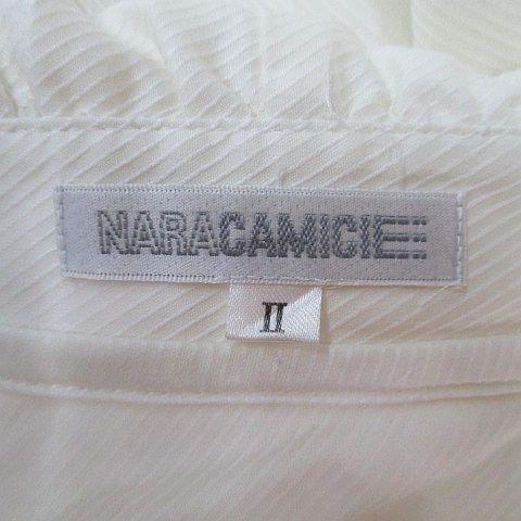 ナラカミーチェ NARA CAMICIE 長袖 フリル ブラウス II 白系 ホワイト ボタン ストライプ 綿 コットン ストレッチ レディース : ブランド古着販売のベクトル - 通販 ...