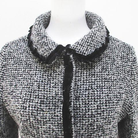 ランバン LANVIN ニットジャケット 比翼 38 黒系 ブラック 日本製