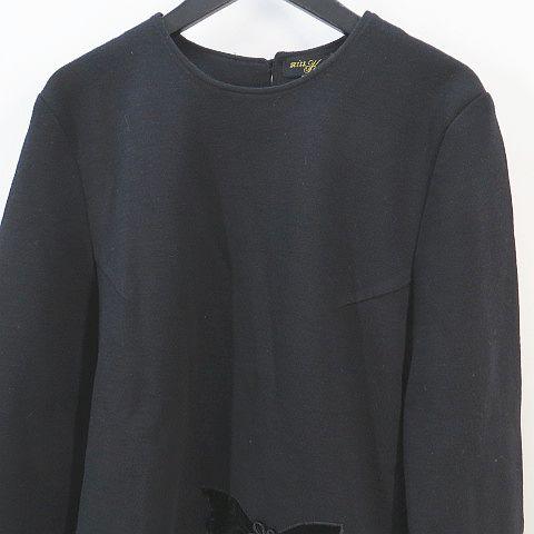 miss.KOH.co.ltd 長袖 プルオーバー M 黒系 ブラック リボン柄 タッセル 飾り バックボタン レディース : ブランド古着 ...