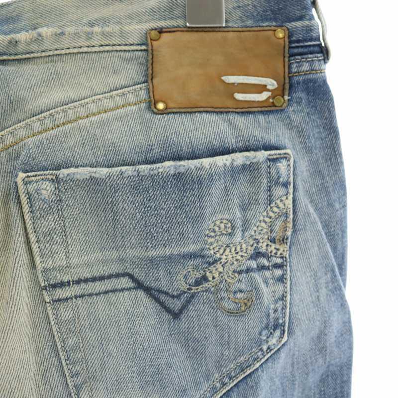 DIESEL ディーゼル DOOZY デニムパンツ ジーンズ ダメージ加工 刺繍 W27 L32 S 青 ブルー /XK メンズ : ブランド ...