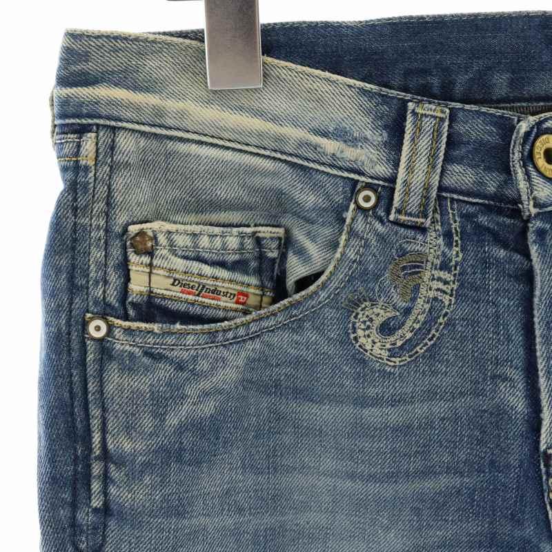 DIESEL（ディーゼル） DIESEL DOOZY デニムパンツ ジーンズ ダメージ加工 刺繍 W27 L32 S 青 ブルー /XK ...