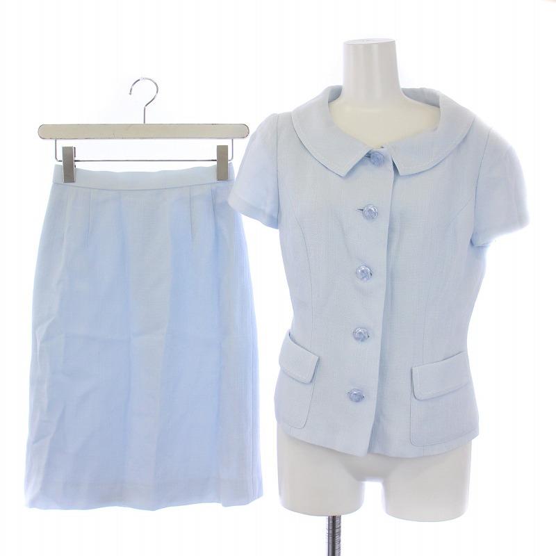 エムズグレイシー M'S GRACY セットアップ 上下 ジャケット 半袖 タイトスカート ひざ丈 リネン 9AR M 水色 /BM レディース : ブランド古着販売のベクトル - 通販 ...