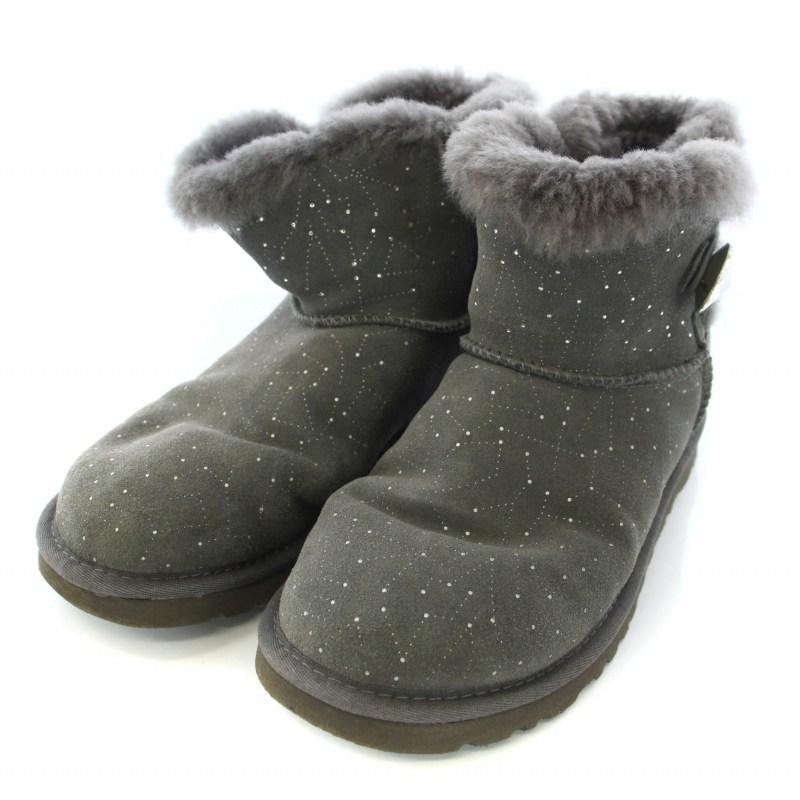 アグ オーストラリア MINI BAILEY BUTTON BLING CONSTELLATION ムートンブーツ ショートブーツ USA5 22cm グレー S/N1008822 レディース ...
