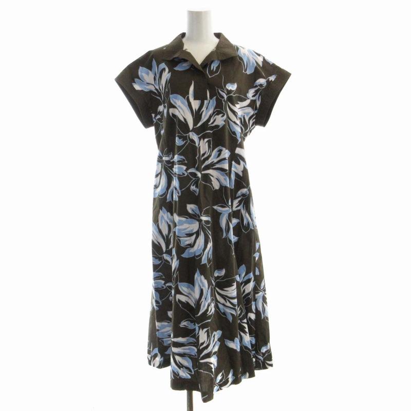 ダーマコレクション ワンピース マキシ ロング 花柄 スキッパー 半袖 11AR カーキ 青 ブルー 12961-06083 /RO レディース : ブランド古着販売のベクトル - 通販 ...