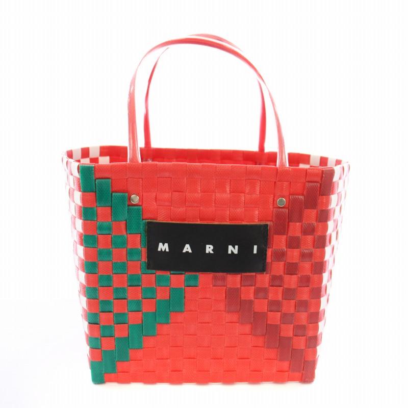 MARNI マルニ マーケット フラワーカフェ バスケットバッグ ハンドバッグ 赤 緑 /TK レディース : ブランド古着販売のベクトル ...