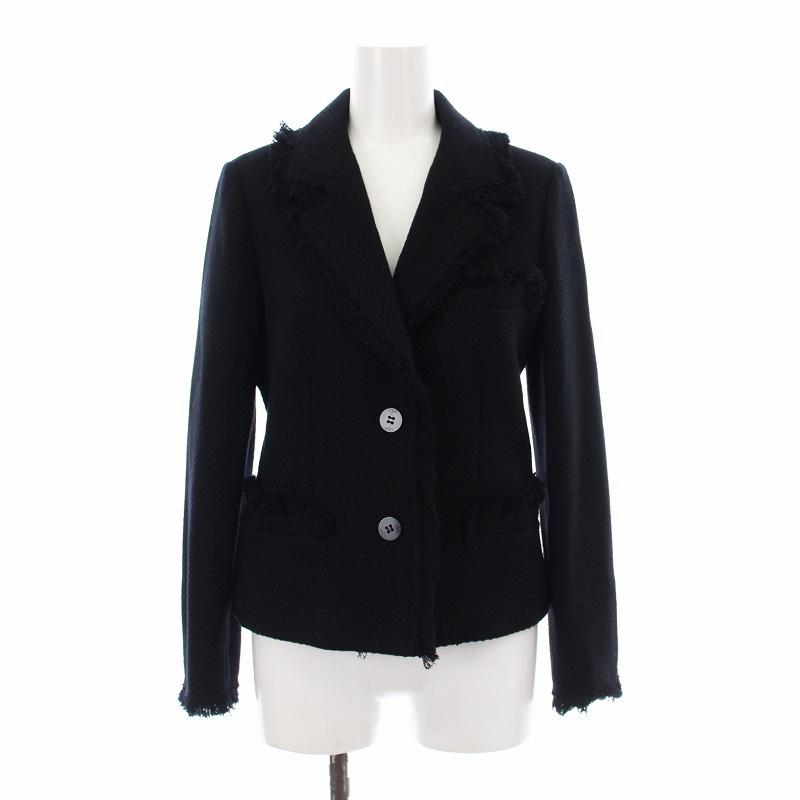 ダブルビー モガ WB MOGA ツイード綾フリンジジャケット テーラードジャケット 36 黒 ブラック B0591AFJ120 /KU レディース : ブランド古着販売のベクトル - 通販 ...