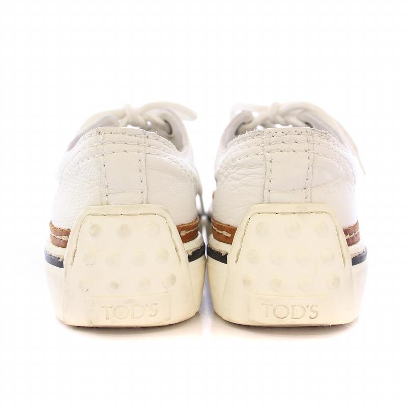 【中古】トッズ TOD'S Leather Sneakers レザースニーカー シューズ ローカット 厚底 白 XXW22K0FK80QPJB001 トッズ TOD'S Leather Sneakers レザースニーカー シューズ ローカット