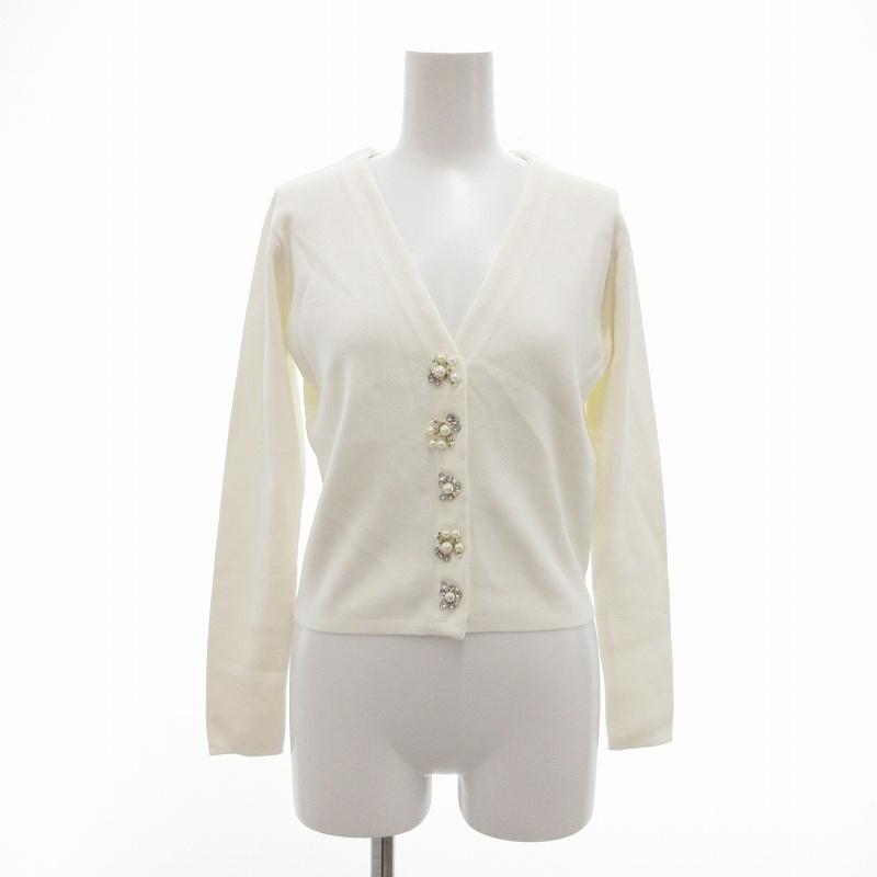 未使用品 チェスティ Chesty タグ付き ニットカーディガン ビジュー装飾 F 白 /UO レディース : ブランド古着販売のベクトル - 通販 - Yahoo!ショッピング