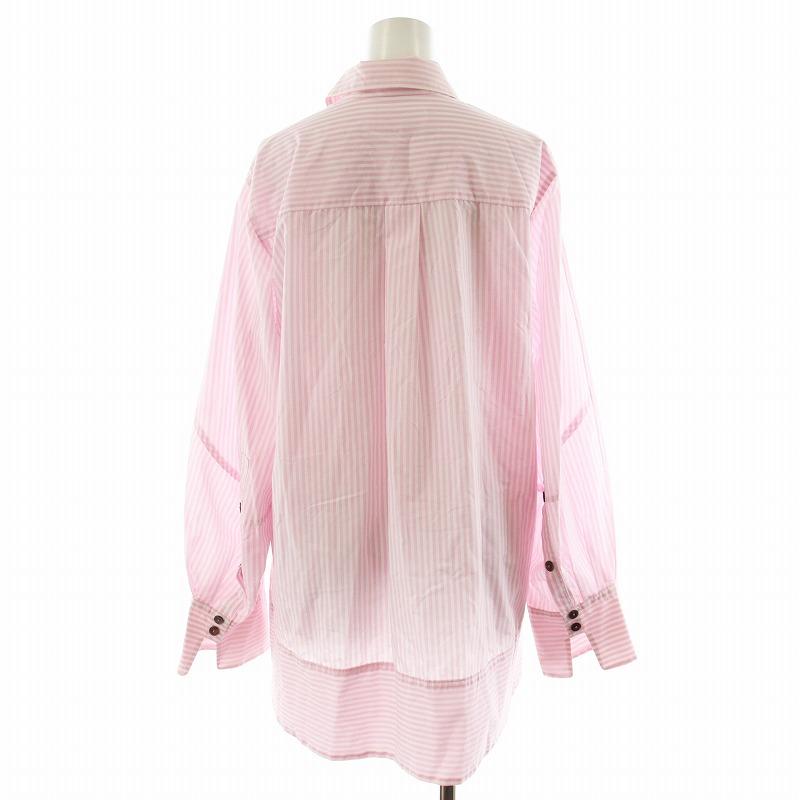 エンフォルド ENFOLD 24SS STRIPE SOLID-SLEEVE SHIRT シャツ ブラウス 長袖 ストライプ 38 ピンク 白 ホワイト : ブランド古着販売のベクトル ...