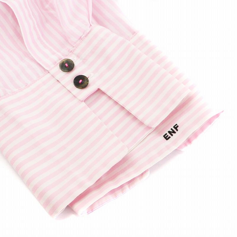 エンフォルド ENFOLD 24SS STRIPE SOLID-SLEEVE SHIRT シャツ ブラウス 長袖 ストライプ 38 ピンク 白 ホワイト : ブランド古着販売のベクトル ...