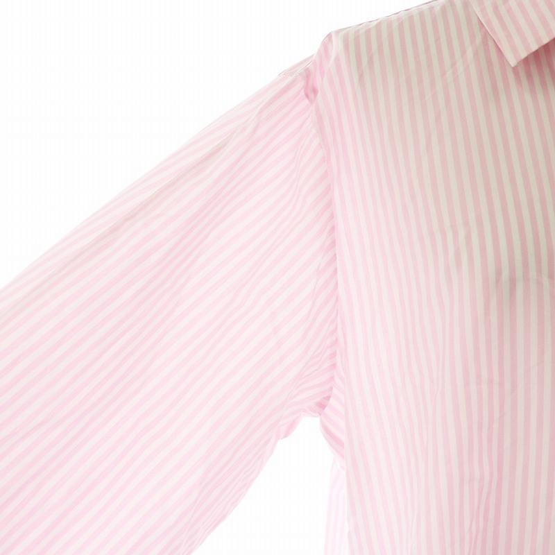 エンフォルド ENFOLD 24SS STRIPE SOLID-SLEEVE SHIRT シャツ ブラウス 長袖 ストライプ 38 ピンク 白 ホワイト : ブランド古着販売のベクトル ...