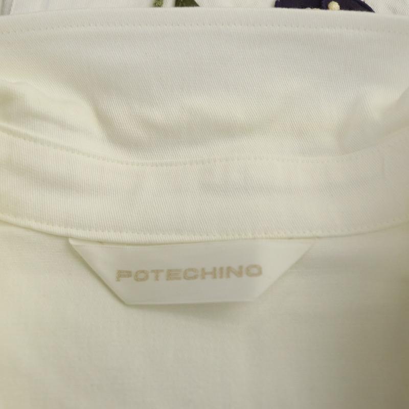 ポテチーノ POTECHINO シャツジャケット 花モチーフ 刺繍 五分袖 白 ホワイト P02-92204 /RO レディース : ブランド ...