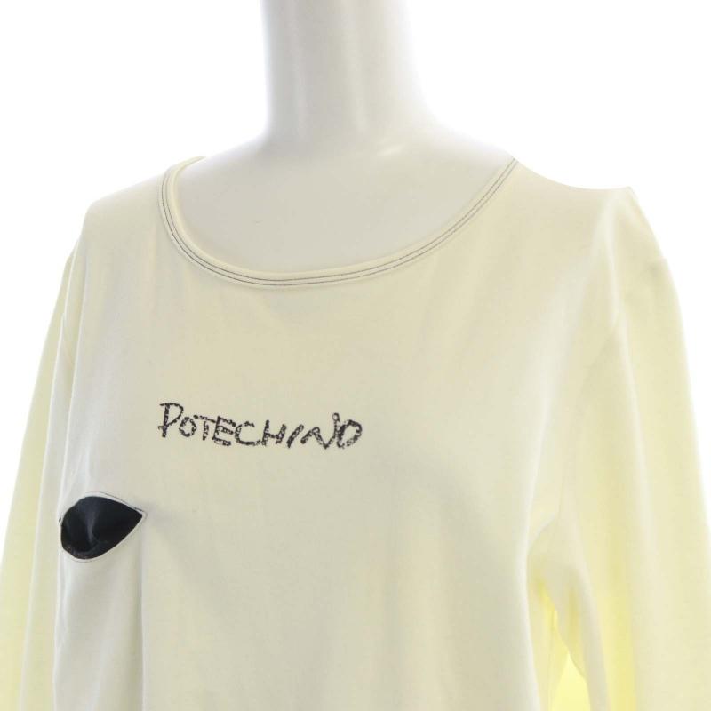 ポテチーノ POTECHINO カットソー 花モチーフ 長袖 白 ホワイト 黒 ブラック P03-25235 /RO レディース : ブランド ...
