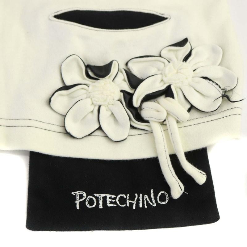 ポテチーノ POTECHINO カットソー 花モチーフ 長袖 白 ホワイト 黒 ブラック P03-25235 /RO レディース : ブランド ...