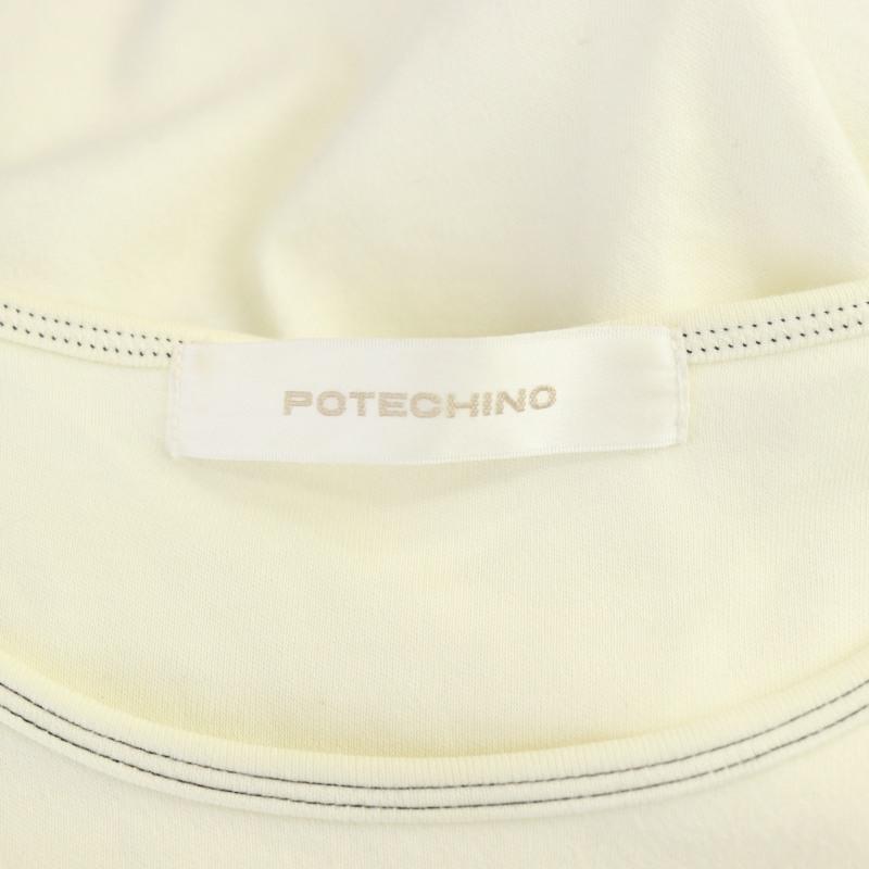 ポテチーノ POTECHINO カットソー 花モチーフ 長袖 白 ホワイト 黒 ブラック P03-25235 /RO レディース : ブランド ...