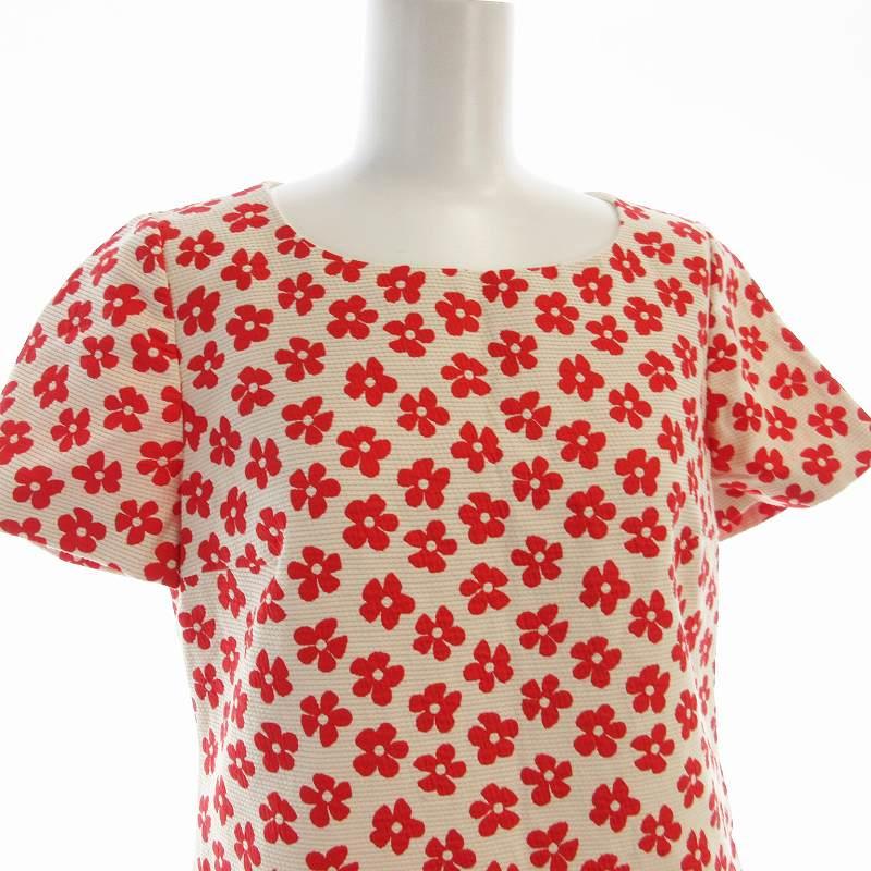 クレージュ courreges ワンピース ひざ丈 花柄 半袖 38 白 ホワイト ECEES-73490 /EE レディース : ブランド ...