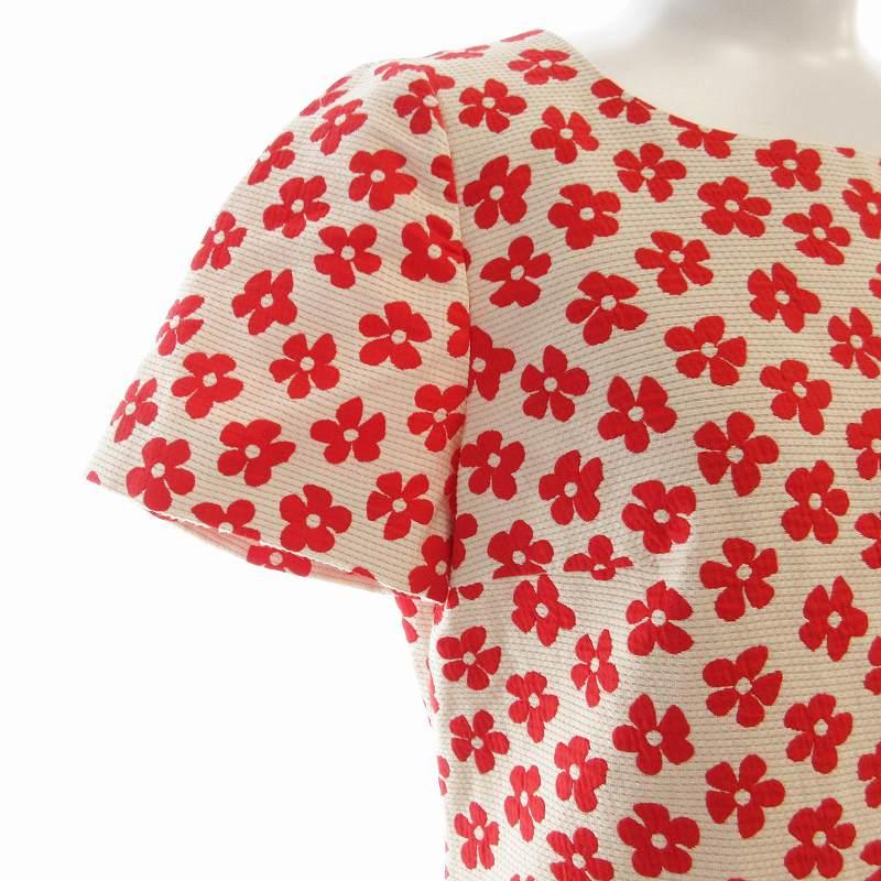 クレージュ courreges ワンピース ひざ丈 花柄 半袖 38 白 ホワイト ECEES-73490 /EE レディース : ブランド ...