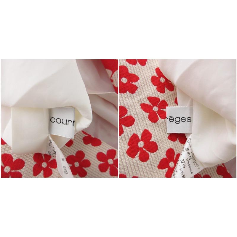 クレージュ courreges ワンピース ひざ丈 花柄 半袖 38 白 ホワイト ECEES-73490 /EE レディース : ブランド ...