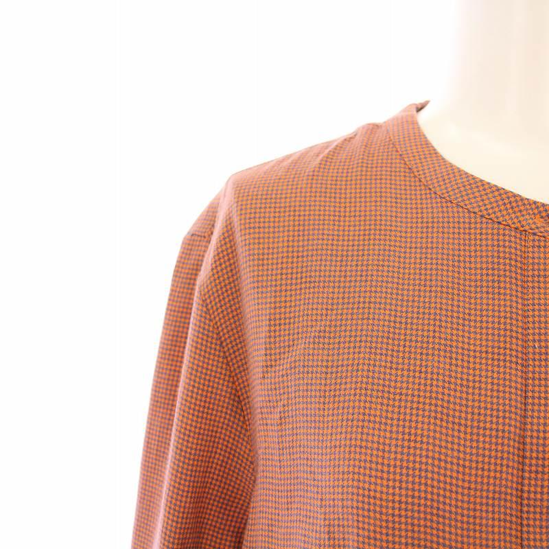 ティッカ TICCA somelos シャツワンピース ミモレ ロング 長袖 バンドカラー 千鳥格子柄 F オレンジ /BB レディース : ブランド古着販売のベクトル - 通販 ...