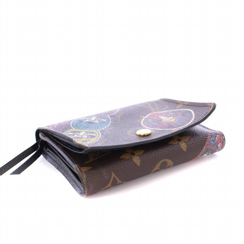 【中古】ルイヴィトン ポルトフォイユ・ヴィクトリーヌ 山本寛斎 歌舞伎モチーフ 三つ折り財布 ロゴ 総柄 茶 ルイヴィトン ポルトフォイユ・ヴィクトリーヌ 山本寛斎 歌舞伎