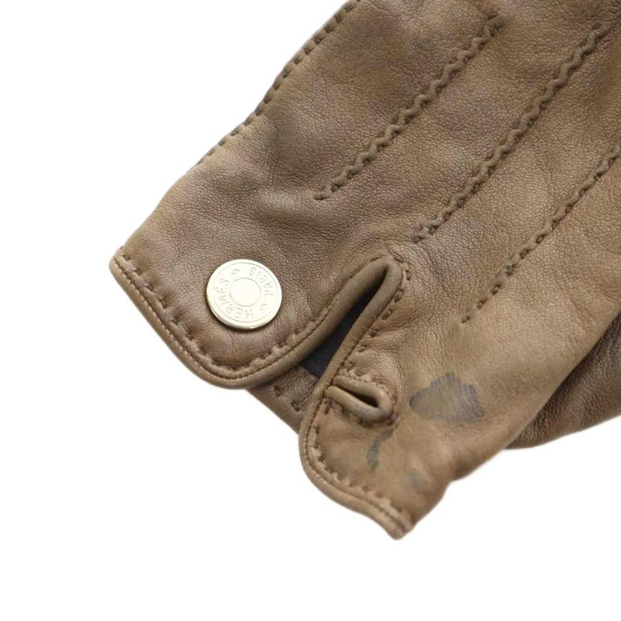 HERMES（エルメス） セリエ 手袋 レザー 茶 ブラウン /AN9 □OH