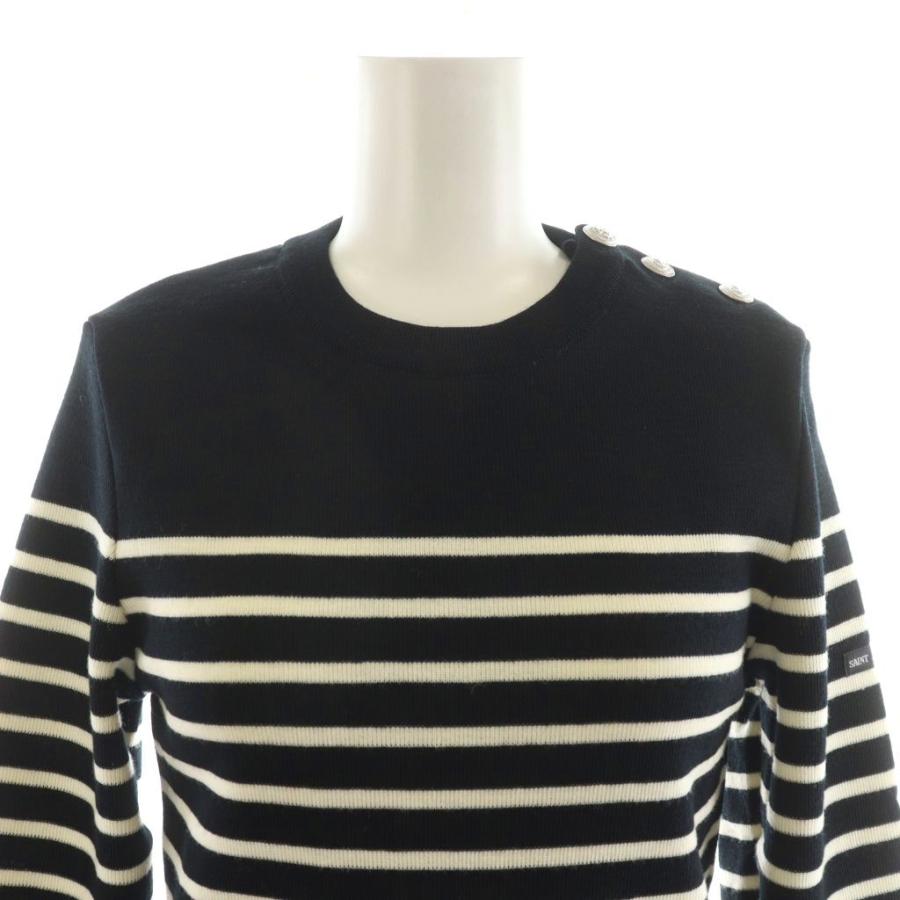 【中古】未使用品 セントジェームス SAINT JAMES マリンセーター Maree II R ニット カットソー 長袖 F38 紺 白 未使用品 セントジェームス SAINT JAMES マリンセーター Maree II R