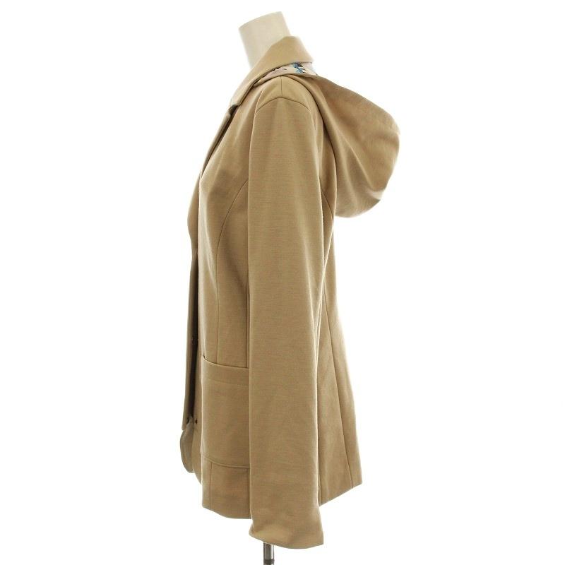 【中古】レオナールスポーツ LEONARD SPORT テーラードジャケット ジップアップ フード付き ウール混 38 ベージュ レオナールスポーツ LEONARD SPORT テーラードジャケット ジップアップ