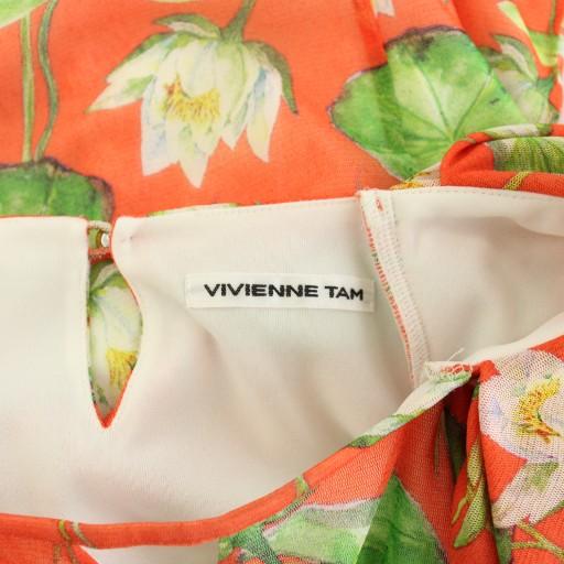 【中古】ヴィヴィアンタム ワンピース ひざ丈 花柄 キーホールネック 半袖 フリル 40 オレンジ 07175366 ヴィヴィアンタム VIVIENNE TAM ワンピース ひざ丈 花柄 キーホール