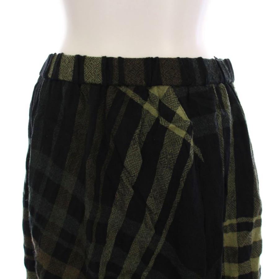 ジウ 慈雨 センソユニコ フレアスカート ロング チェック 40 黒 緑