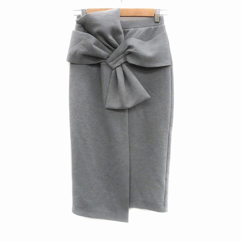 アドニシス Adonisis SAISON タイトスカート ロング丈 リボン F グレー /HO46 レディース : ブランド古着販売の ...