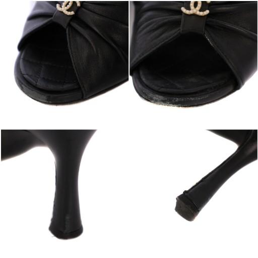 CHANEL（シャネル） ブーティ ショートブーツ オープントゥ レザー 37C