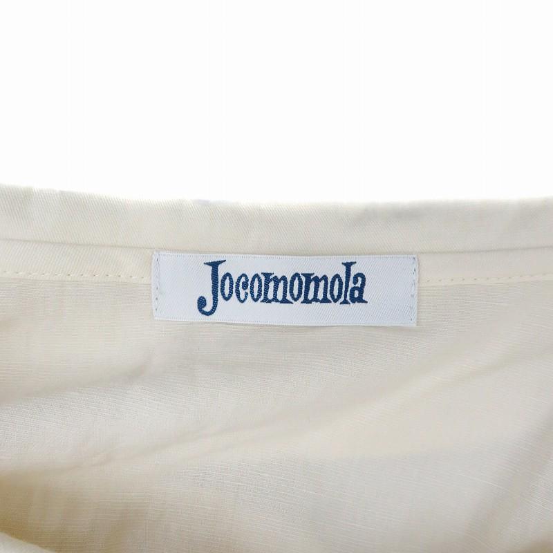 ホコモモラ JOCOMOMOLA シャツワンピース ロング丈 半袖 刺繍 麻 リネン混 40 L マルチカラー アイボリー /HO46 ...