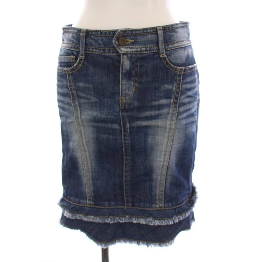 BURBERRY BLUE LABEL（バーバリーブルーレーベル） デニム スカート タイト ひざ丈 36 青 FLF57-662-30 ...