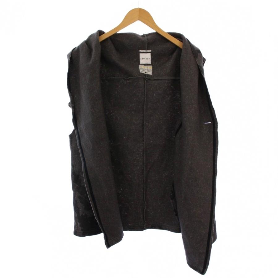 ソウソウ SOU 莢 ベスト ジャケット フード 野の花 ウール F グレー