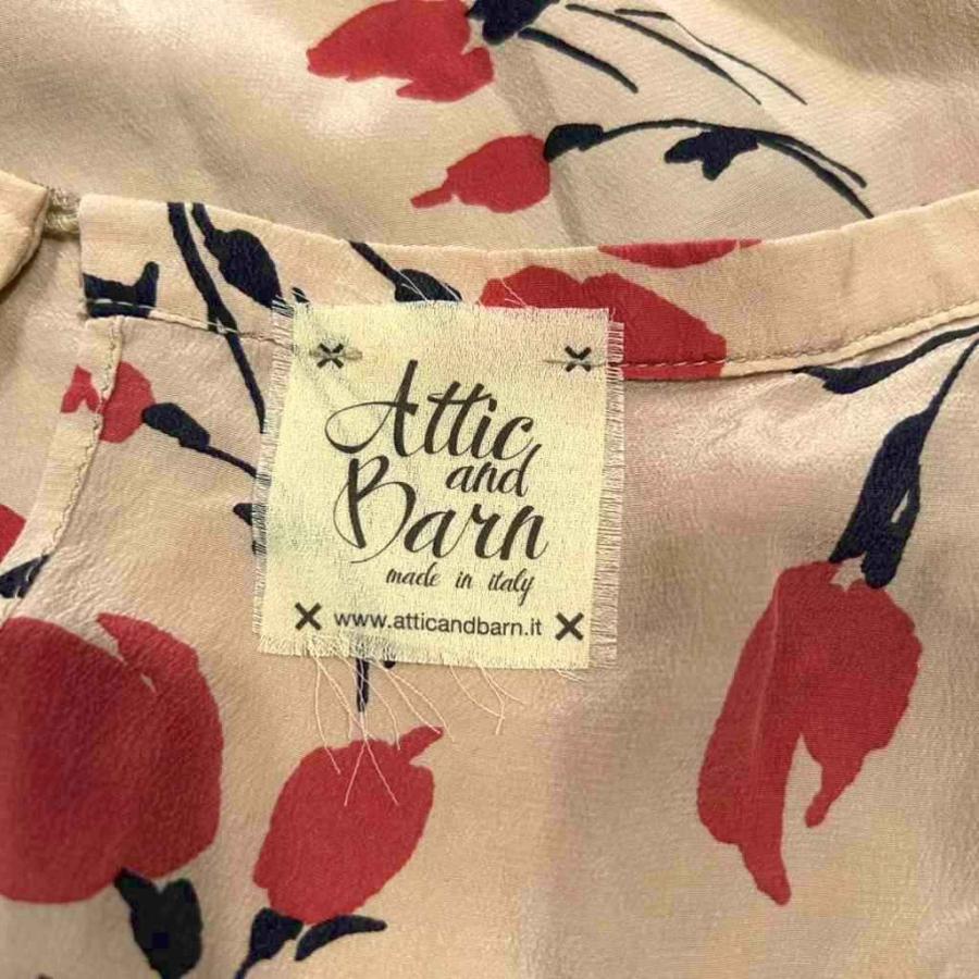 アティックアンドバーン ATTIC AND BARN シャツ ブラウス ノースリーブ 花柄 S ベージュ 赤 レッド FY レディース ...