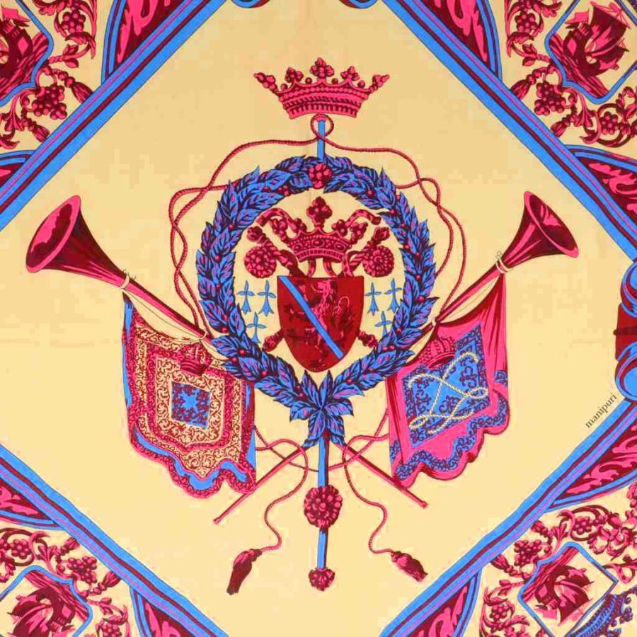 マニプリ manipuri スカーフ シルク 総柄 88×88 ベージュ マルチカラー