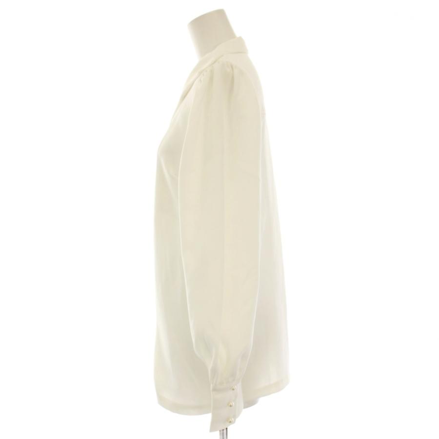 ジェンヌ JENNE オープンカラーシャツ ブラウス 長袖 パールボタン パフスリーブ S 白 ホワイト /HN レディース : ブランド古着 ...