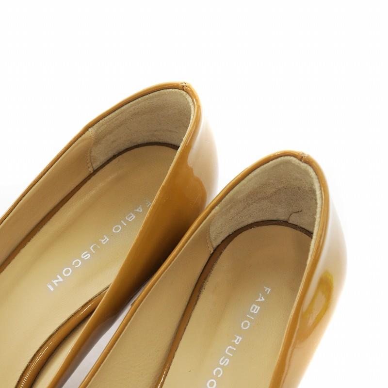 ファビオルスコーニ FABIO RUSCONI パンプス チャンキーヒール オープントゥ リボン エナメル 36.5 23.5cm 茶 : ブランド古着販売のベクトル - 通販 - Yahoo ...