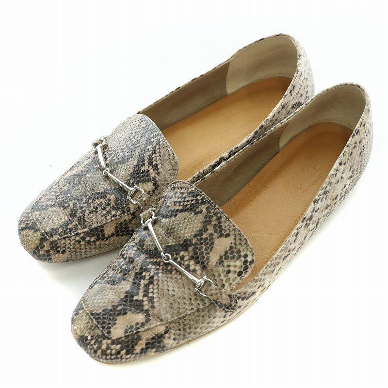 プールサイド POOLSIDE ローファー スクエアトゥ ローヒール パイソンレザー 装飾 22.5cm 茶 ブラウン /BB OF レディース : ブランド古着販売のベクトル - 通販 ...