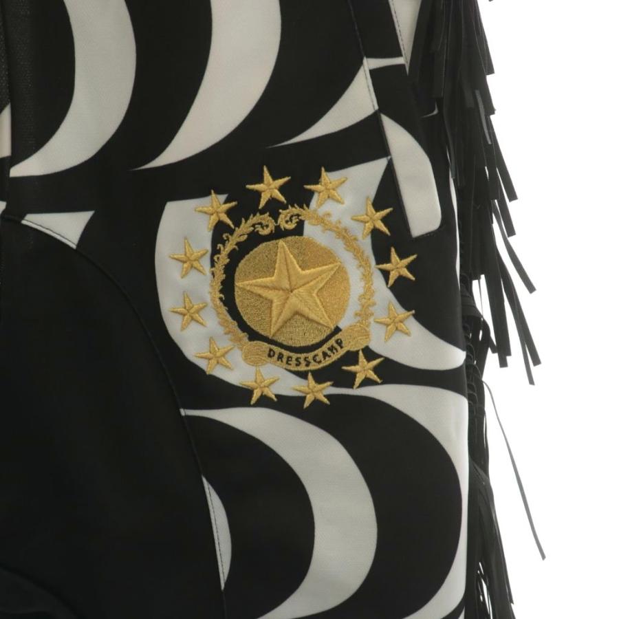 【中古】未使用品 ドレスキャンプ DRESSCAMP 15SS ジョガーパンツ フリンジ ロゴ 刺繍 星 キネティック柄 44 黒 白 未使用品 ドレスキャンプ DRESSCAMP 15SS ジョガーパンツ フリンジ