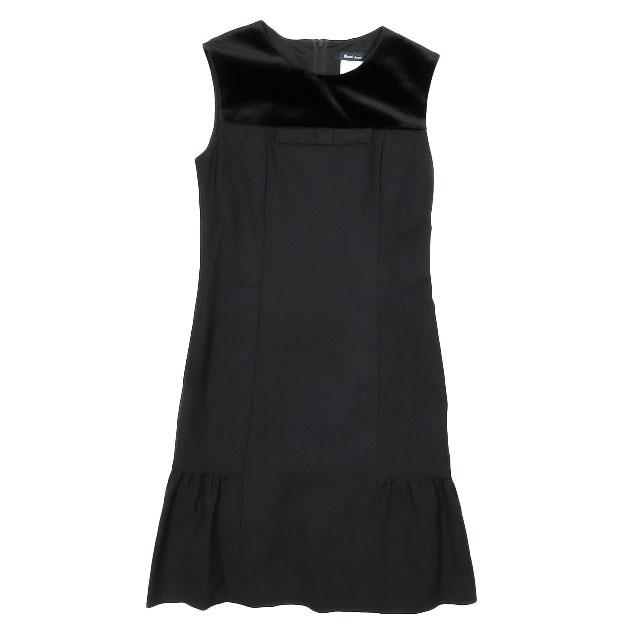 18AW ルネ Rene basic 切替 ベロア ワンピース ドレス ロング フレア ノースリーブ リボン 黒 ブラック 34 レディース : 095-202411160212 : ブランド ...