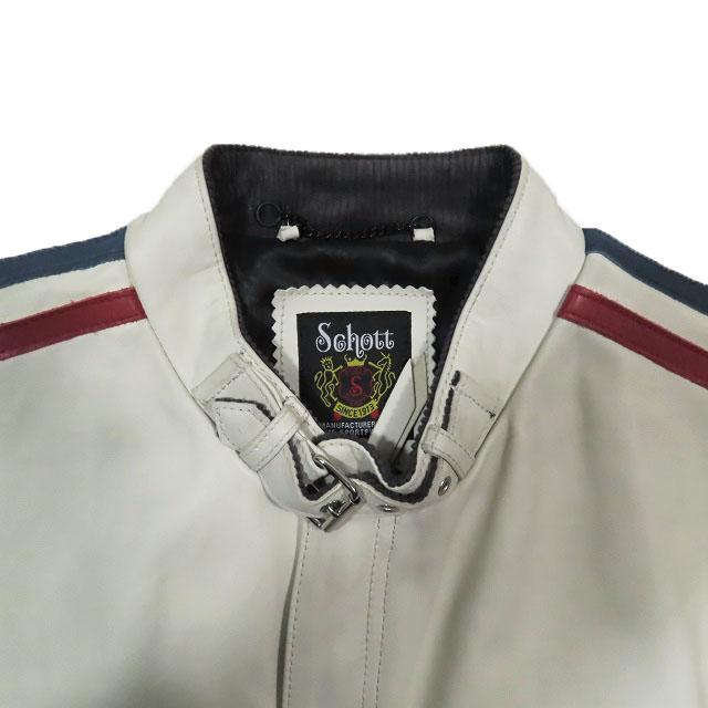 ショット SCHOTT SHEEP CLASSIC RACER JACKET シングルライダース ジャケット ブルゾン ジップアップ アイボリー XL メンズ : 095 ...