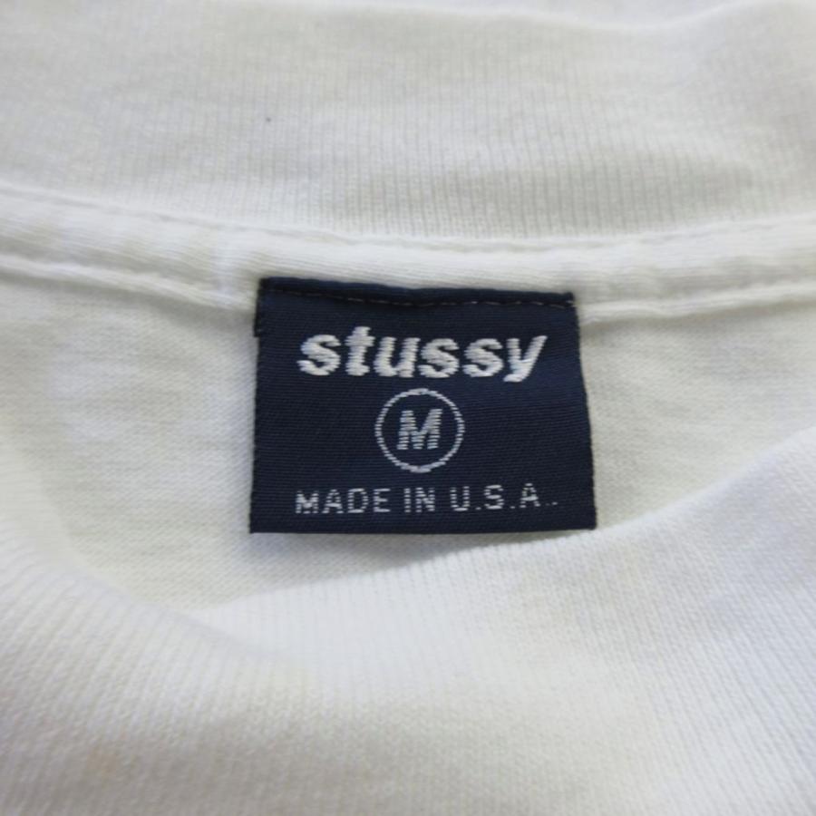 【中古】ステューシー STUSSY オールド OLD 希少 90s 紺タグ ラバープリント ロゴTシャツ 半袖 USA製 白 ホワイト M STUSSY（ステューシー） OLD STUSSY オールド 希少 90s 紺タグ ラバー
