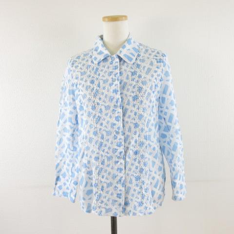 ミモモーダ MIMO MODA シャツ ブラウス 長袖 総柄 水色 白 42 *A712 レディース : ブランド古着販売のベクトル - 通販 - Yahoo!ショッピング