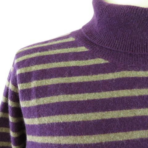 TAKASHIMAYAニット セーター 長袖 タートルネック ボーダー カシミヤ 紫 L *T668 レディース : ブランド古着販売のベクトル - 通販 - Yahoo!ショッピング