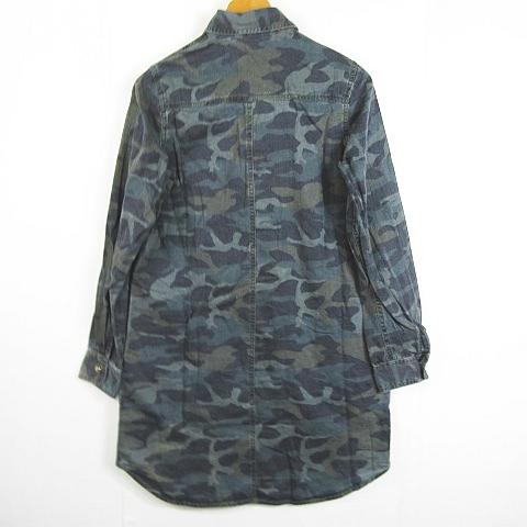 未使用品 インタープラネットウィング INTERPLANET WINGS シャツ ワンピース 長袖 膝丈 綿 2 ブルー系 迷彩 カモフラ kz9611 レディース : ブランド古着販売の ...