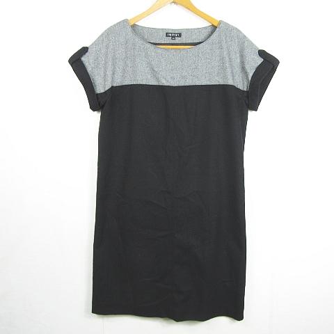 INDIVI インディヴィ ワンピース 膝下丈 半袖 毛 綿 40 グレー ブラック kz11715 レディース : ブランド古着販売のベクトル - 通販 - Yahoo!ショッピング